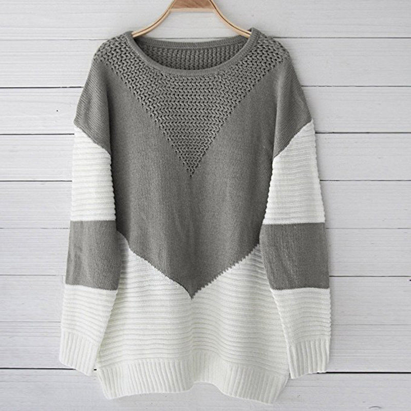 Ladies chunky knit sweater with modern chevron pattern and fluid ...